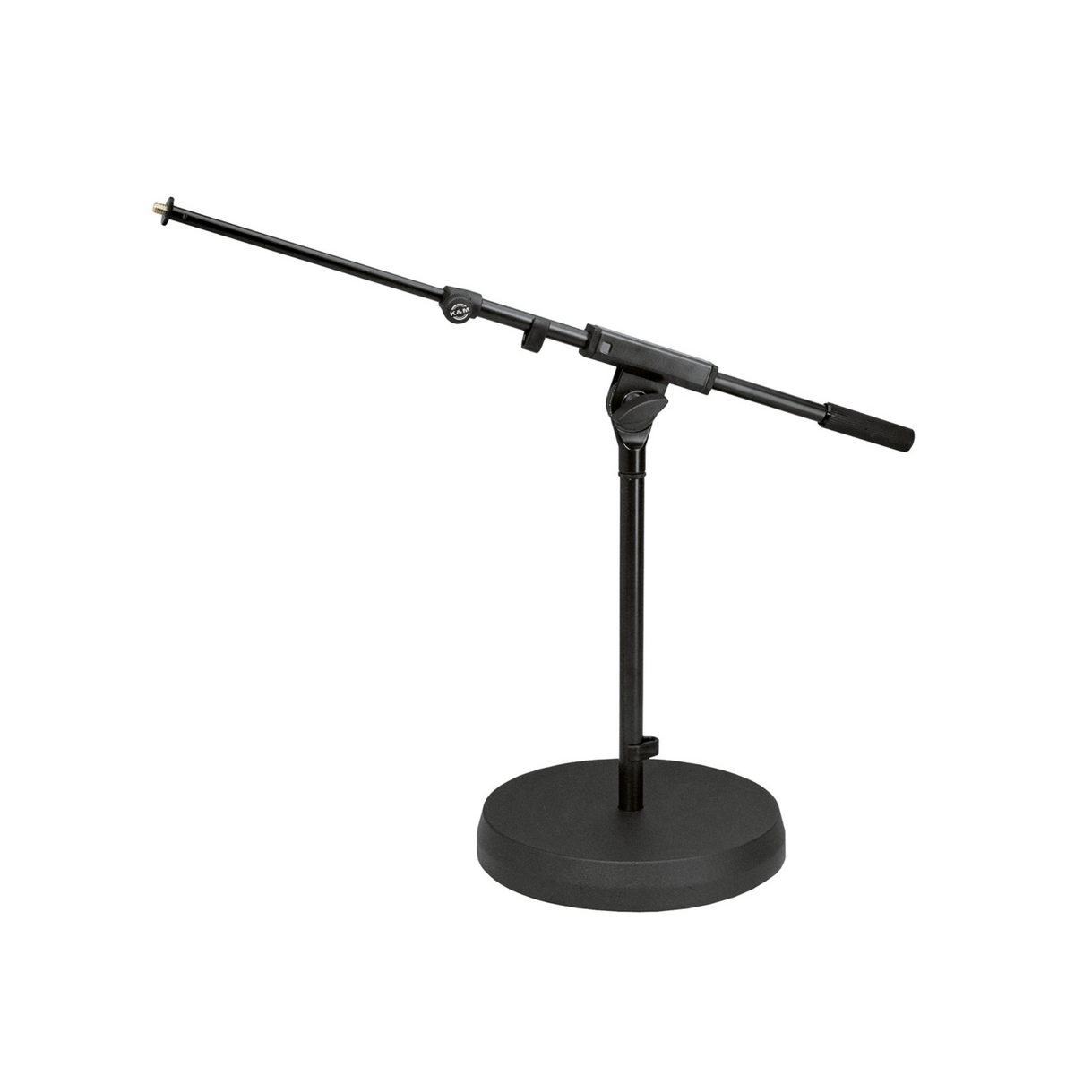 K&M 25960 very low microphone stand with round base and 2-piece boom a ...