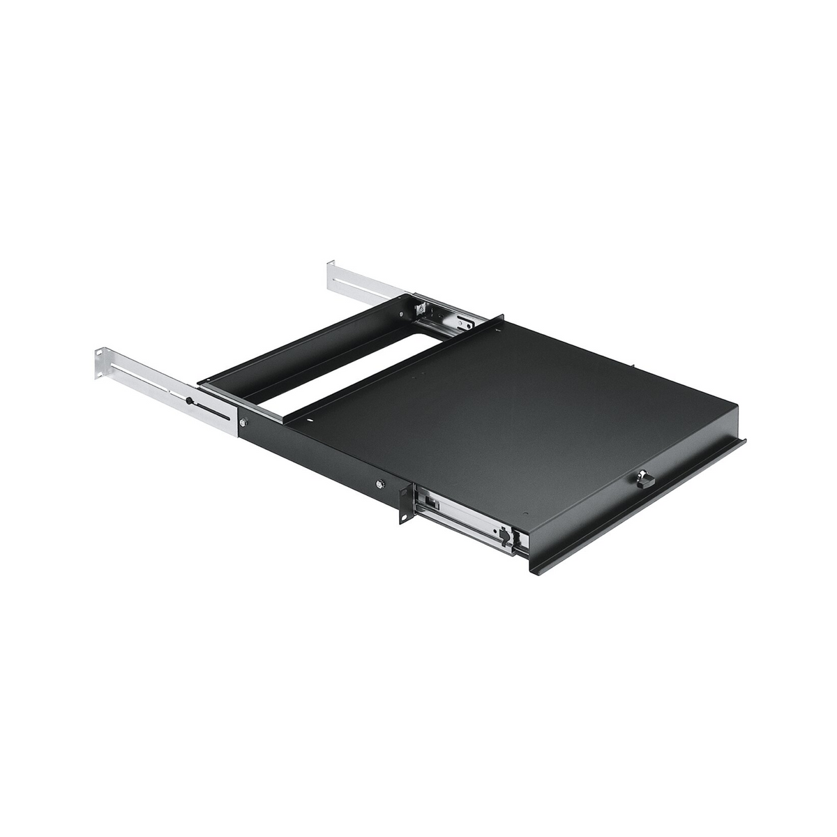 K&M 49070 heavy duty sliding shelf with security lock, 1U, black ...